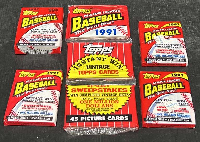 Topps 1991 Major League Baseball Trading Card Packs, 3 - 15 Card Packs ...