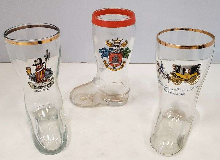 German Glass Mini Beer Boots - Kraft Auction Service, LLC