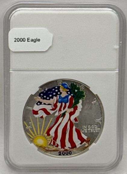 (KK) 2000 Painted Silver Eagle One Dollar Coin - Kraft Auction Service, LLC