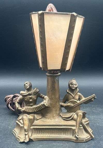 (DD) Tiffany Style Copper Lamp Cast Musicians Patina - Kraft Auction ...