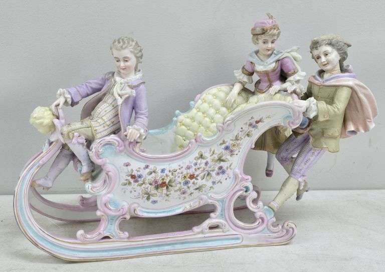 Antique Bisque Porcelain Rococo Sleigh Centerpiece - Kraft Auction ...