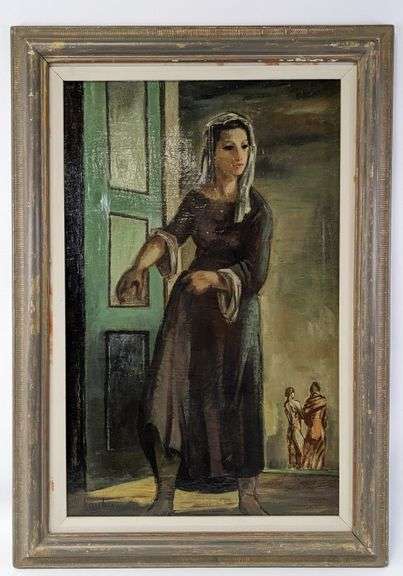 Frederic Taubes "In The Doorway" Oil On Canvas - Kraft Auction Service, LLC
