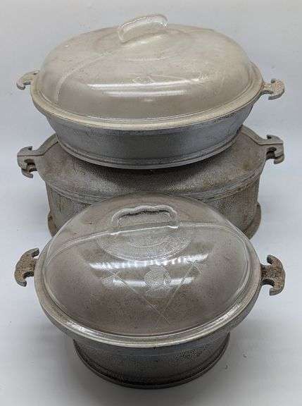 (F) Guardian Service metal cookware. Largest piece is 15" wide and 4 ...