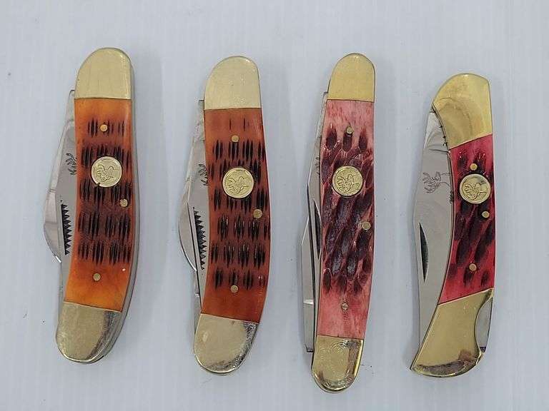 (N) Four Stainless Steel Whitetail Cutlery Pocket Knives By Frost ...