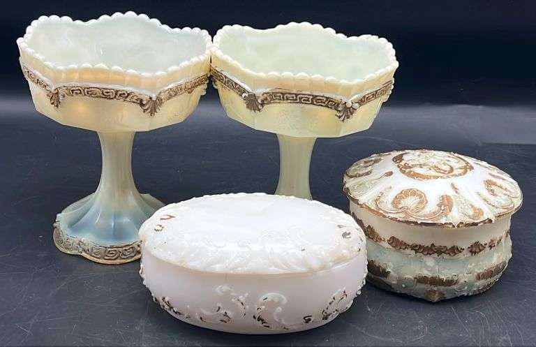 (P) Northwood custard glass Antique 1899 - 1904 Jam jelly compote ...