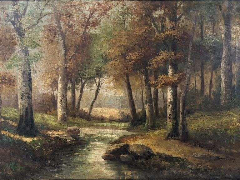 J. Hansen "Woodland" Oil On Canvas Painting - Kraft Auction Service, LLC