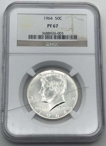 Graded Silver 1964 Kennedy Half Dollar Coin PF67 - Kraft Auction Service, LLC