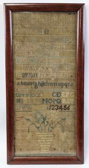 Framed Antique Alphabet Sampler - Kraft Auction Service, LLC