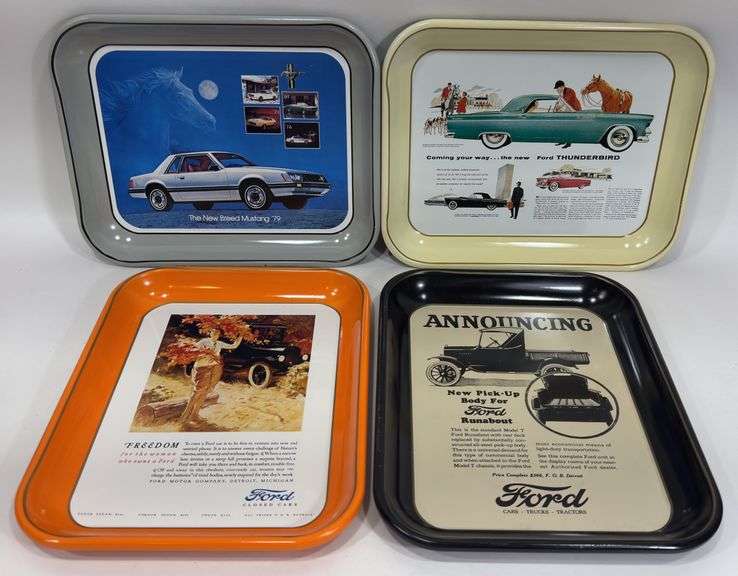 Lot Of 4 Vintage Ford Metal Advertising Trays - Kraft Auction Service, LLC