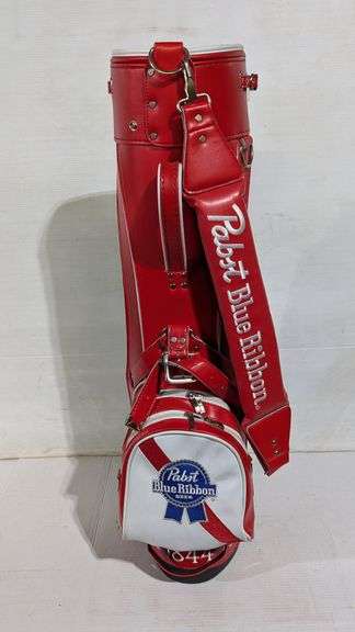 (F) Pabst Blue Ribbon leather golf bag. 36" tall. - Kraft Auction ...