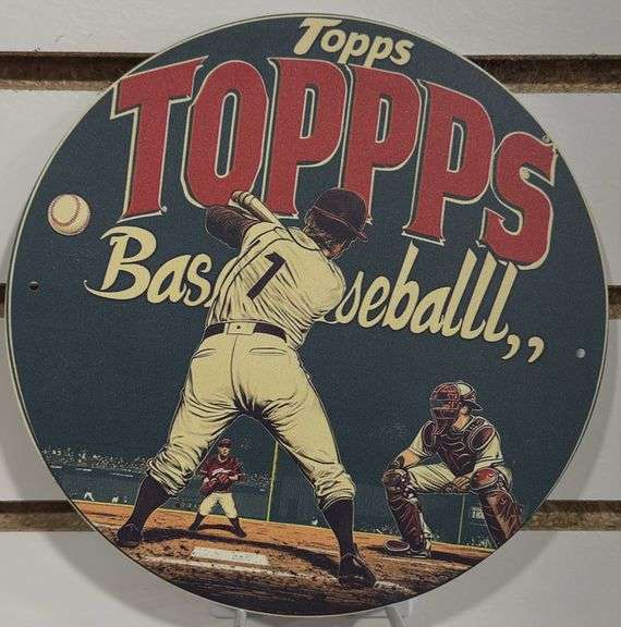 Metal Topps Toppps Baseball Advertising Sign 7 3/4 - Kraft Auction ...