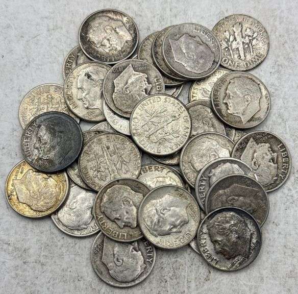 (FG) 35 Silver Roosevelt Dime Coins - Kraft Auction Service, LLC