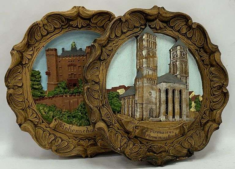 Vtg. 3D Carved German Wall Decor Plates - Kraft Auction Service, LLC