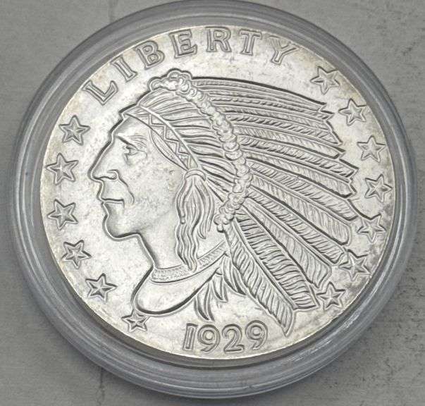 (KK) 1 OZ Silver Round Eagle Indian Coin - Kraft Auction Service, LLC