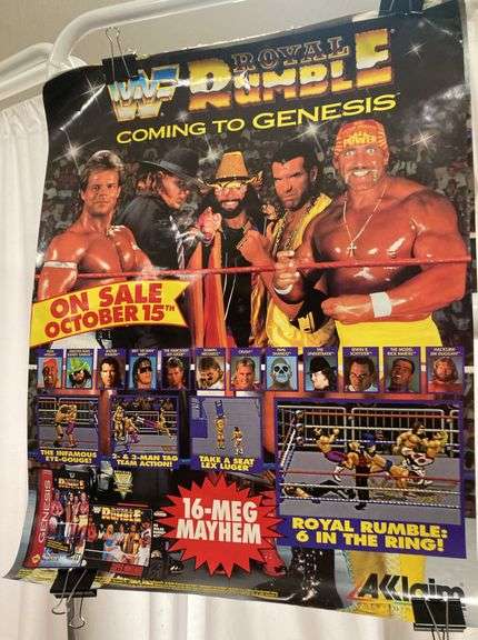 (J) WF Royal Rumble 1993 genesis poster x6 each tube had 2 posters ...