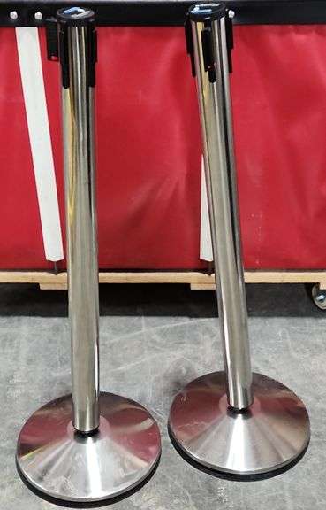 (2) Visiontron Retracta-Belt Prime Chrome Bollards - Kraft Auction ...