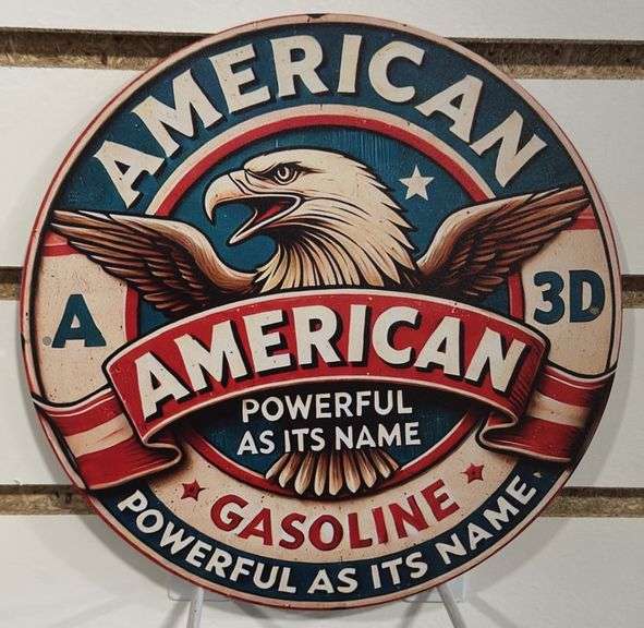(KC) Metal American Gasoline Advertising Sign 7 3/4 Powerful As Its ...