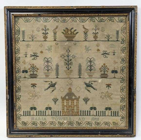 Framed 1808 Sampler By Maria Towell - Kraft Auction Service, LLC