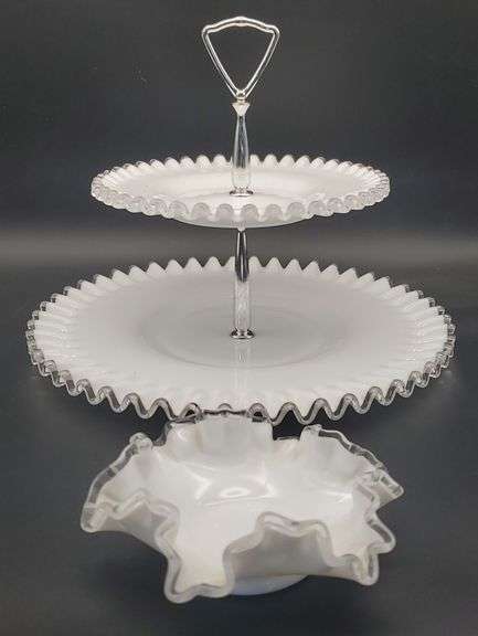 (I) Fenton Silver Crest 2-Tiered Dessert Stand and Silver Crest Snack ...