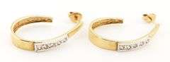 14K Yellow Gold Diamond Half Loop Earrings - Kraft Auction Service, LLC