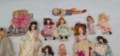 (F) Dolls with porcelain heads. Sizes range from 2.5" to 9" tall ...