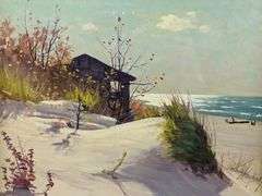 Frank Dudley Indiana Dunes Landscape Oil On Canvas - Kraft Auction ...