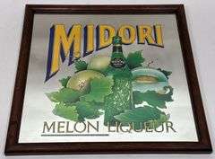 Midori Melon Liquor Glass Mirror Sign - Kraft Auction Service, LLC