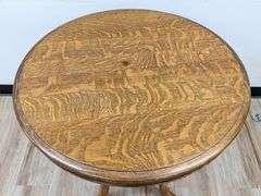 Antique Tiger Oak Round Parlor Table - Kraft Auction Service, LLC