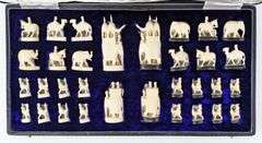 Antique India Rajasthan Carved Bone Chess Set - Kraft Auction Service, LLC