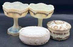 (P) Northwood custard glass Antique 1899 - 1904 Jam jelly compote ...