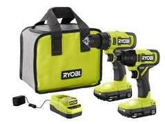(CC) Ryobi One Plus 18V 2 Tool Combo Kit Incl. 1/2" Drill/Driver, 1/4 ...