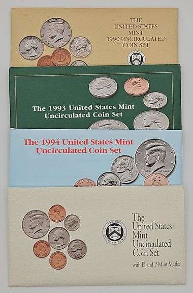(AM) 1990, 1992, 1993, 1994 US Mint Uncirculated Coin Sets - Kraft ...