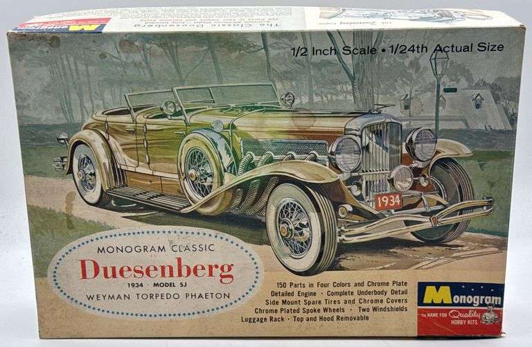 Vintage 1:24 Monogram 1934 Duesenberg Model Kit In Box - Kraft Auction ...