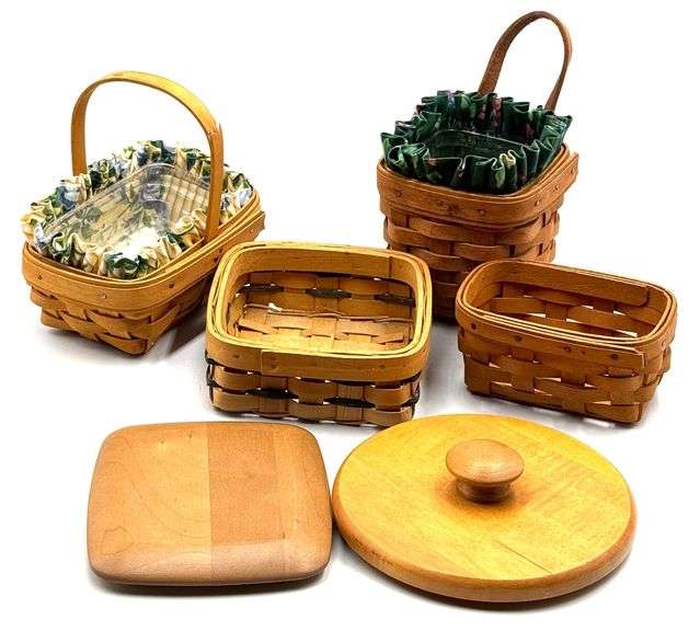 4 Small Various Longaberger Baskets + 2Various Lids - Kraft Auction ...