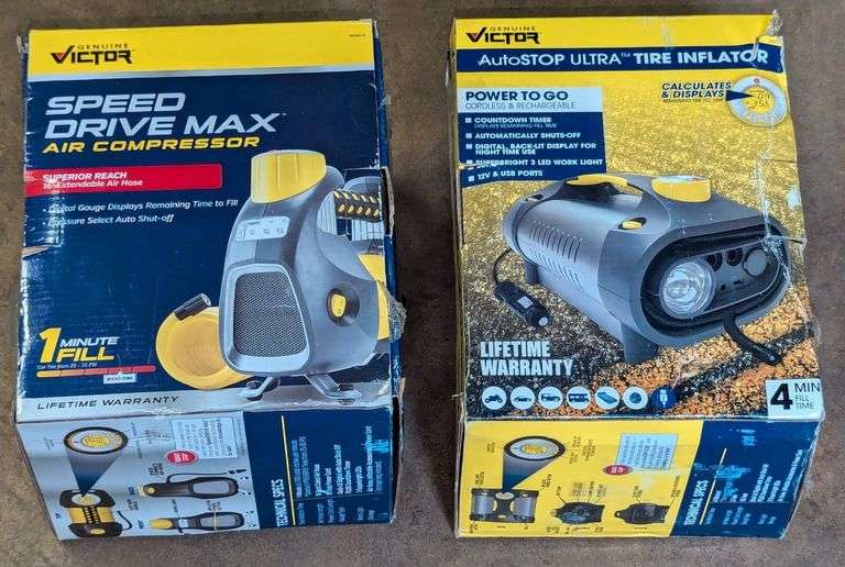 (F) Victor tire inflator and air compressor. - Kraft Auction Service, LLC
