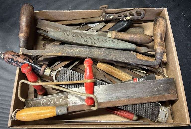 Boot Hook Pull, Dovetail Saw, Draw Knife, Whetstone, And Assorted Files ...