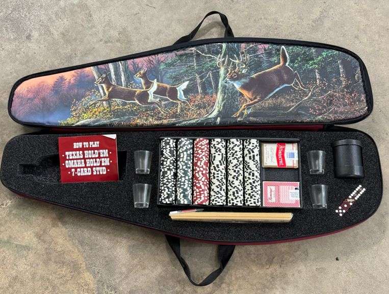 New Poker Set Outdoor Themed In Gun Case Incl. Full Set Of Chips ...