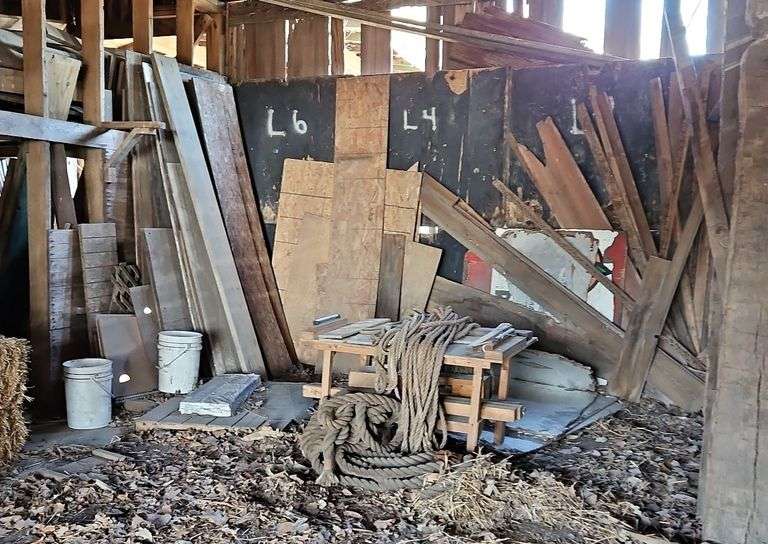 Miscellaneous Various Sizes of Wood and Rope. Also includes Hay Bales ...