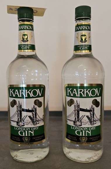 Karkov London Dry Gin Bottles. - Kraft Auction Service, LLC