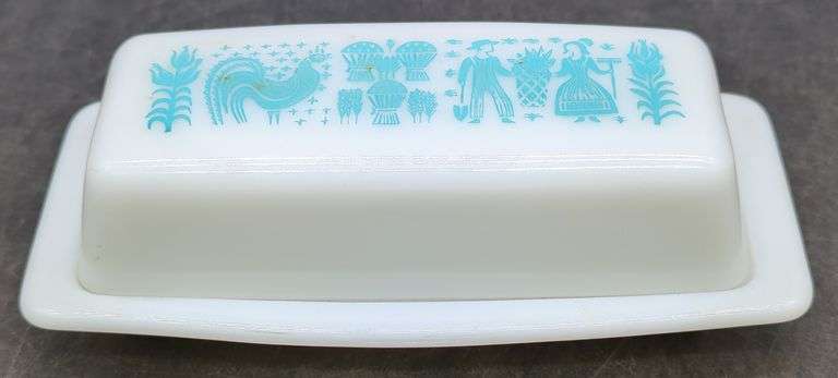 (R) Vtg Pyrex Butter Dish W/ Lid. Amish Blue. 7 inch. - Kraft Auction ...