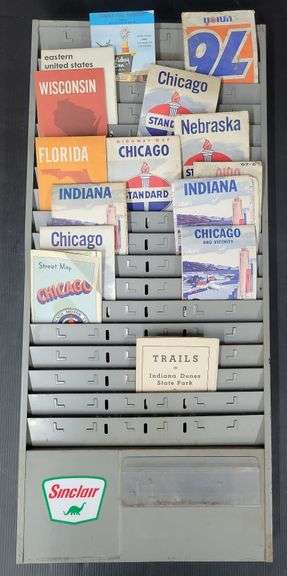 (E) Vintage Sinclair Brochure Rack With Various Maps - Kraft Auction ...