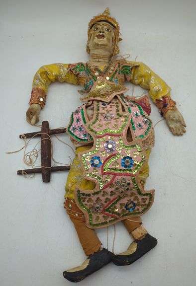 (A) Antique Burmese / Indonesian Hand Carved Wooden Marionette String ...