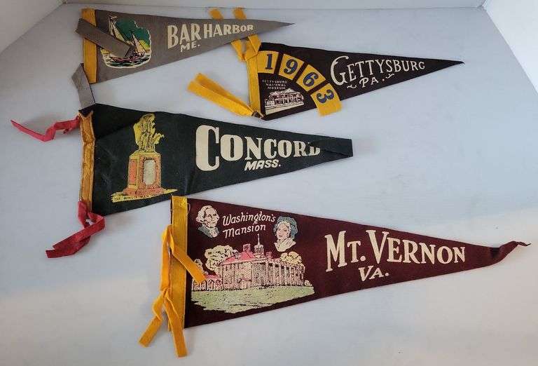 Vintage Felt Pennants From Different Places In The US - Kraft Auction ...