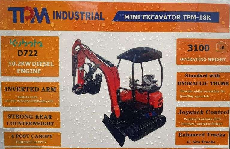 (T) 2024 TPM-18K Mini Hydraulic Excavator - Kraft Auction Service, LLC