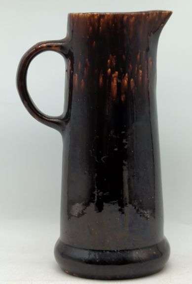 (A) Rockingham Brown Drip Glaze Large Earthenware Pottery Pitcher 13 ...