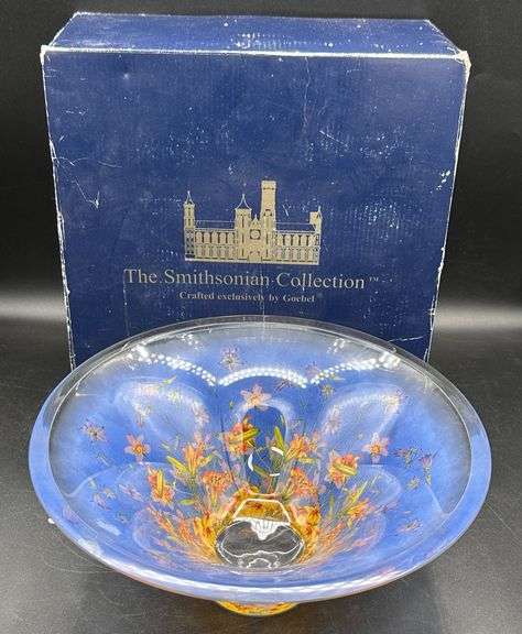 (XX) The Smithsonian Goebel Collection Wildflower Painted Glass Bowl ...