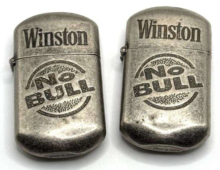 (2) Winston Cigarette Tobacco "No Bull" Flip Lighters - Kraft Auction ...