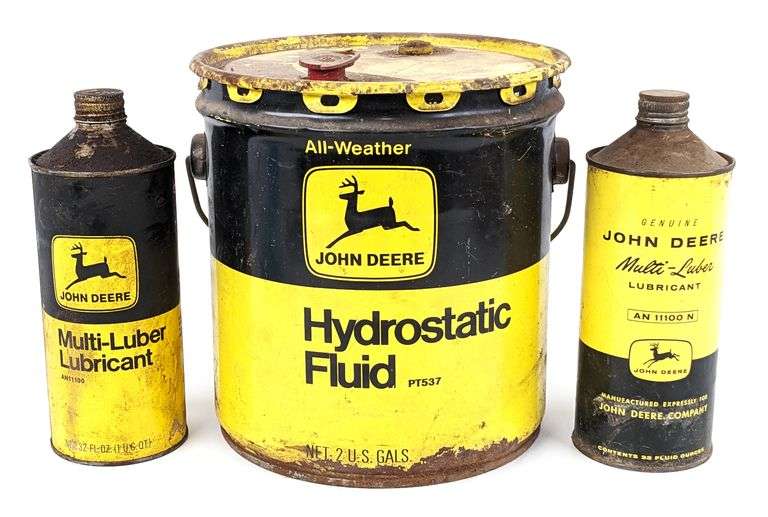 Vintage John Deere Lubricant & Hydrostatic Fluid Cans - Kraft Auction ...