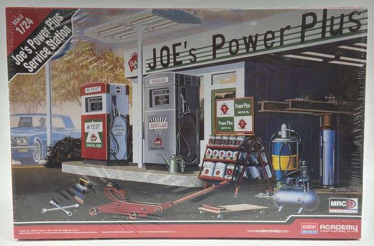 Academy 1:25 Joes Power Plus Service Station Model Kit In Cellophane ...