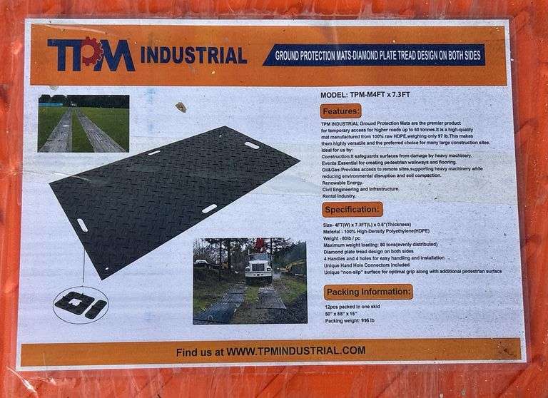 TPM Ground Protection Diamond Plate Tread Design Mats - Kraft Auction ...
